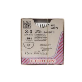 Ethicon Vicryl Rapide 3/0 Sutures: 1/2 Circle Round Bodied, 75 cm, 22 ...